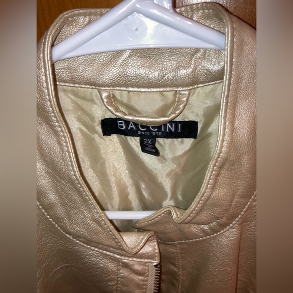 Baccini | Jackets & Coats | Baccini Pleather Gold Jacket Silk Interior ...